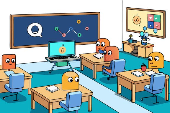 Creative Classroom Illustration Featuring Colorful Characters and ...