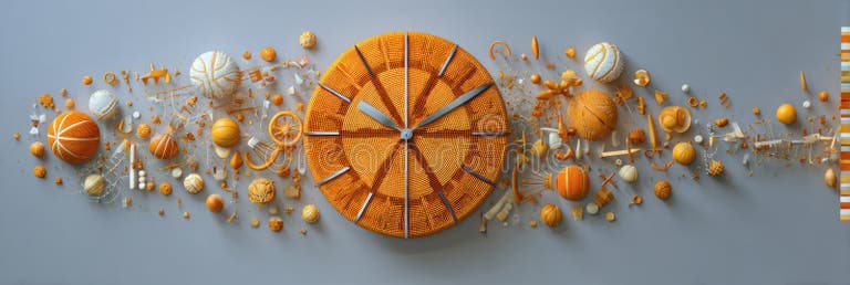 Creative Clock Face Design Featuring Basketball Elements and a Unique ...