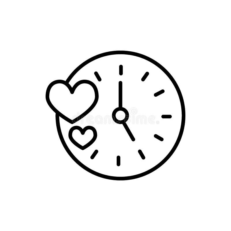Creative Clock Heart Design. Simple Line Outline Illustration Stock ...
