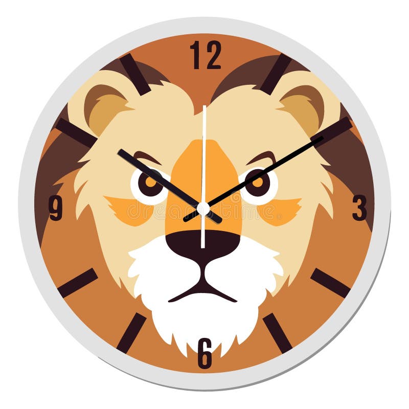 Creative Clock with Lion Image Stock Vector - Illustration of nature ...