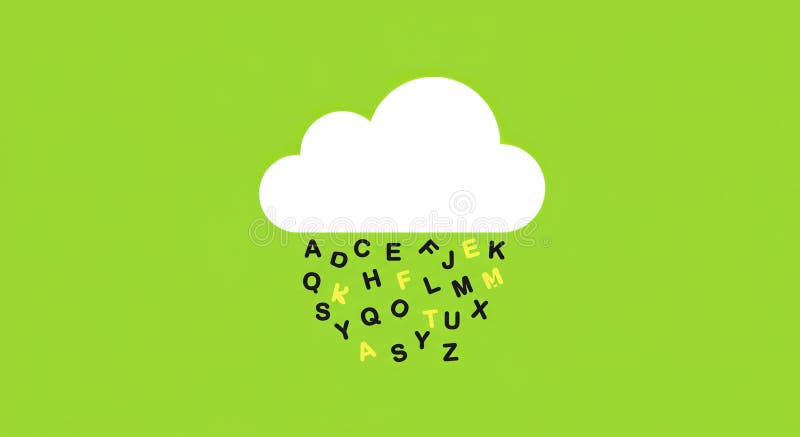 Creative Cloud and Alphabet Rain on Green Background for Innovative ...