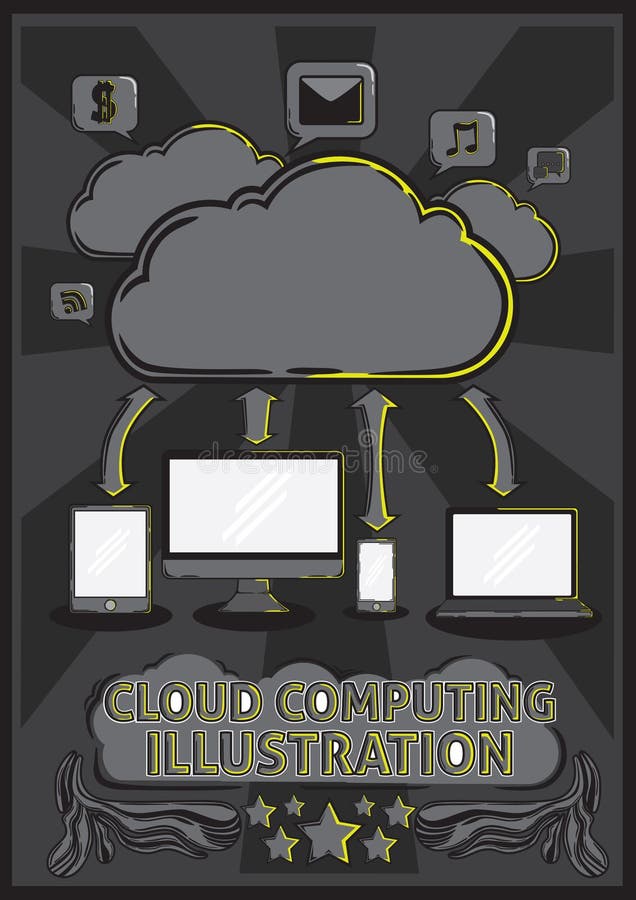 Creative Cloud Computing Design. Vector Illustration Decorative Design ...
