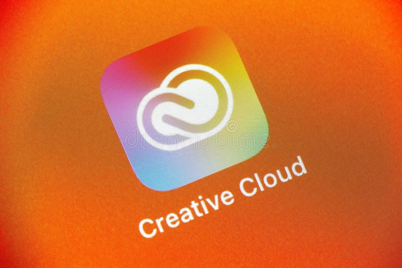 Creative Cloud Mobile App Installed on IOS Device, Detail of LCD Screen ...