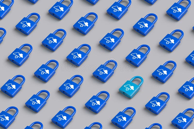 Creative Cloud Technology Icon on the Key Lock for Online Shopping ...