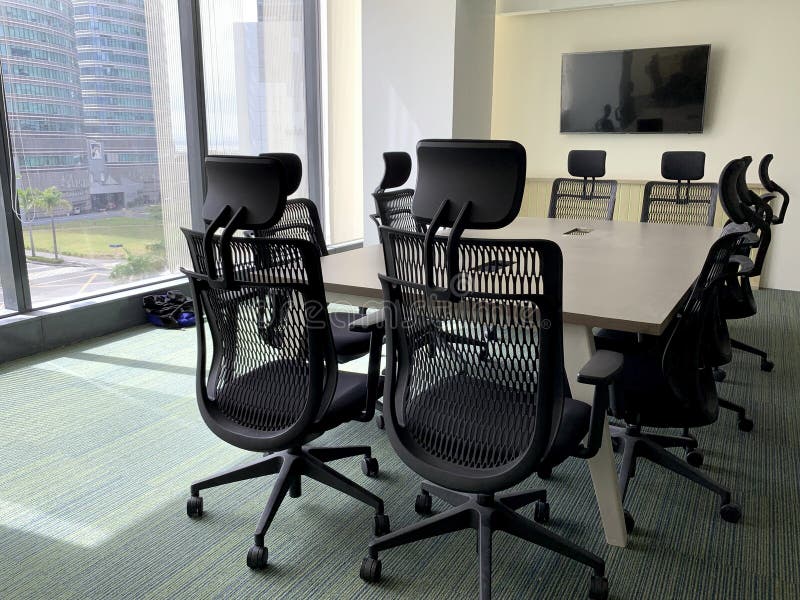 Creative Co Working Space Office Center with Black Chair,cream Table ...
