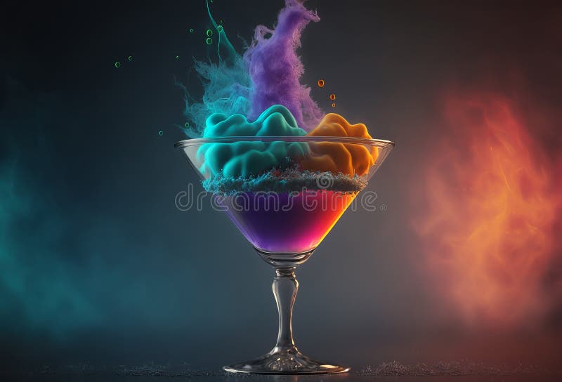 Creative Cocktail with Bright Colours and Smoke. Unusual Drinks Stock ...