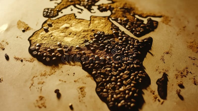 Creative Coffee Beans Art Forming Map of Africa for Visual Impact Stock ...