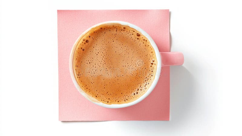 Creative Coffee Break: Top View of Coffee Mug on Pink Sticky Note ...
