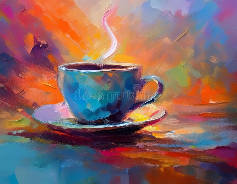 Creative Coffee Cup Illustration with Vibrant Background and Copy Space ...