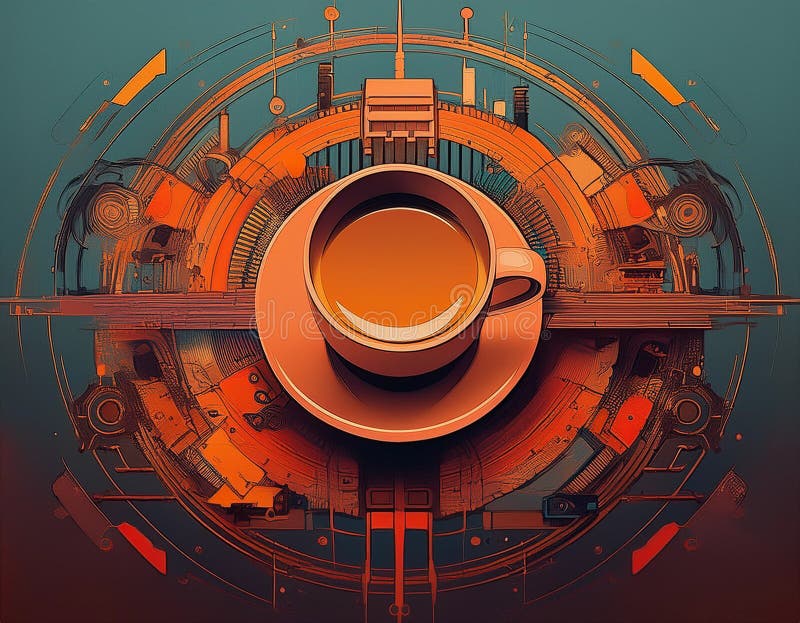 Creative Coffee Cup Illustration with Vibrant Background and Copy Space ...