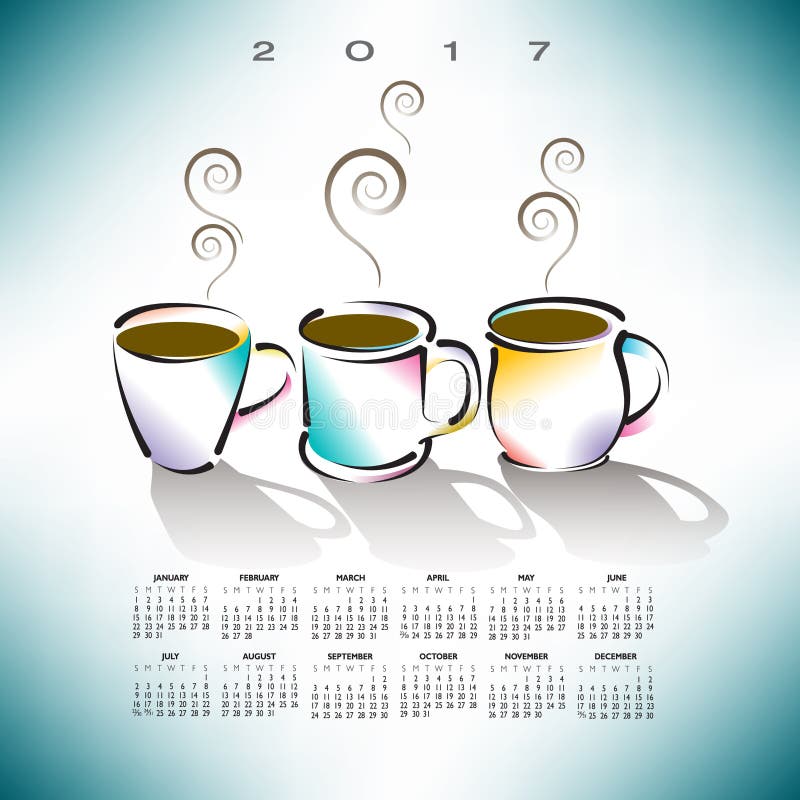 2017 Creative Coffee Shop Calendar Stock Vector - Illustration of print ...