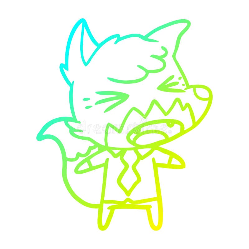 A Creative Cold Gradient Line Drawing Angry Cartoon Fox Boss Stock ...