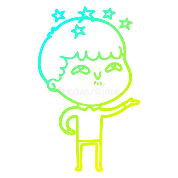 A Creative Cold Gradient Line Drawing Cartoon Amazed Boy Stock Vector ...