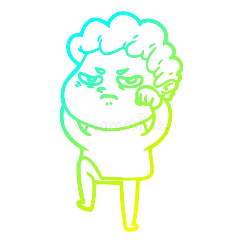 A Creative Cold Gradient Line Drawing Cartoon Angry Man Stock Vector ...