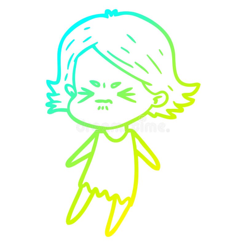 A Creative Cold Gradient Line Drawing Cartoon Angry Woman Stock Vector ...