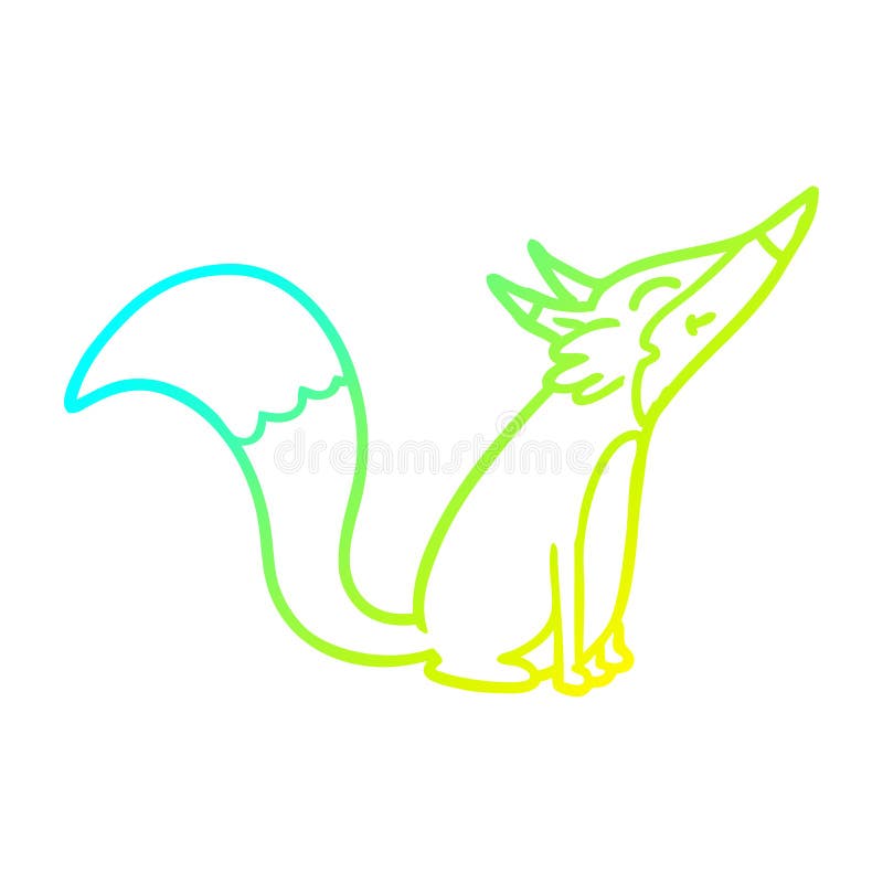 A Creative Cold Gradient Line Drawing Cartoon Arctic Fox Stock Vector ...
