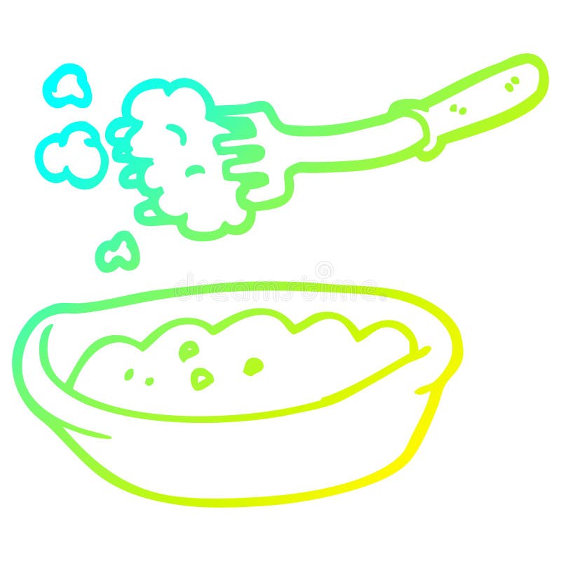 Food Mash Porridge Cartoon Cold Line Gradient Spectrum Doodle Drawing ...