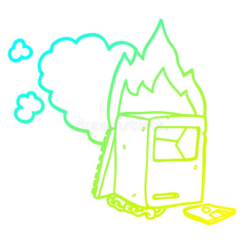 A Creative Cold Gradient Line Drawing Cartoon Broken Computer Stock ...