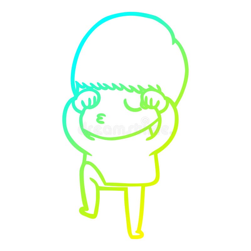 A Creative Cold Gradient Line Drawing Cartoon Calm Boy Stock Vector ...