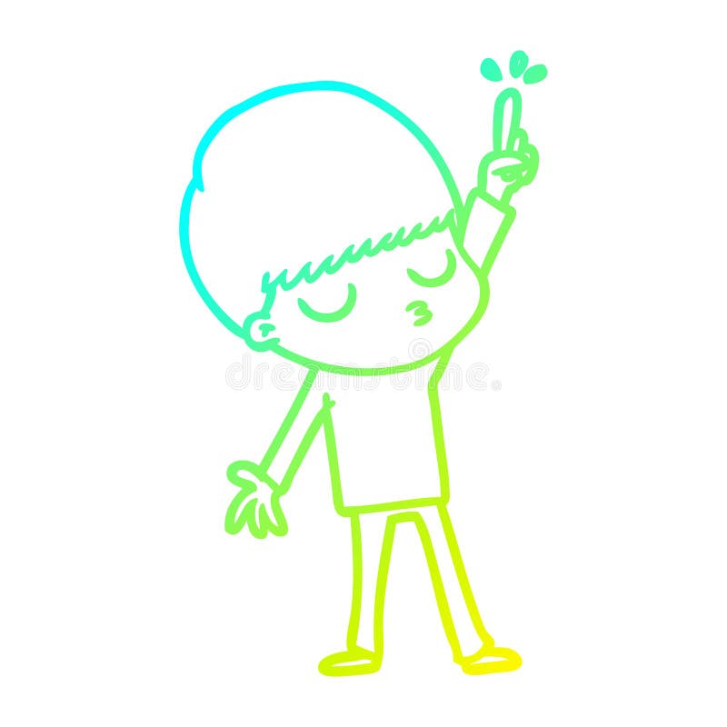 A Creative Cold Gradient Line Drawing Cartoon Calm Boy Stock Vector ...