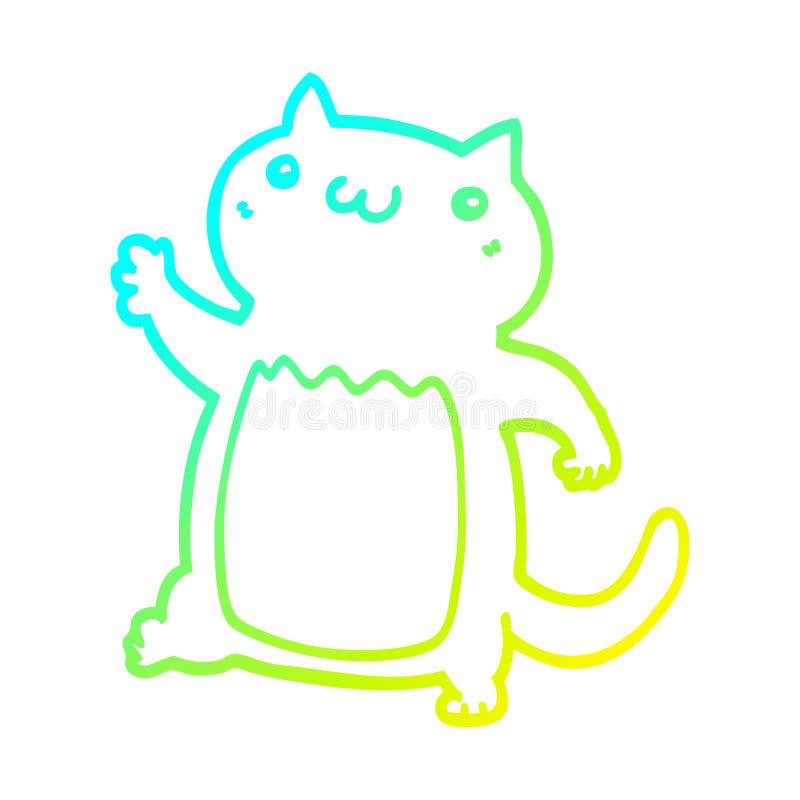 A Creative Cold Gradient Line Drawing Cartoon Cat Stock Vector ...