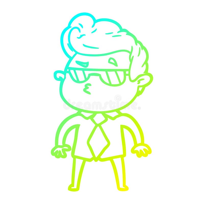 A Creative Cold Gradient Line Drawing Cartoon Cool Guy Stock Vector ...