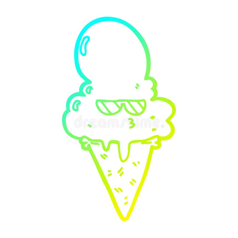 A Creative Cold Gradient Line Drawing Cartoon Cool Ice Cream Stock ...