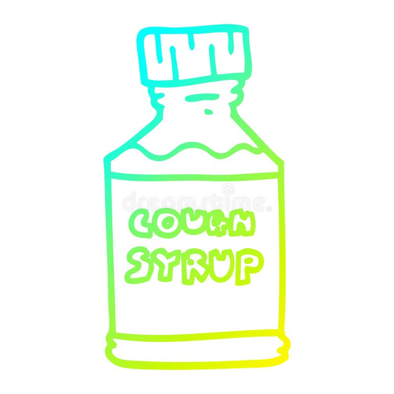 A Creative Cold Gradient Line Drawing Cartoon Cough Syrup Stock Vector ...