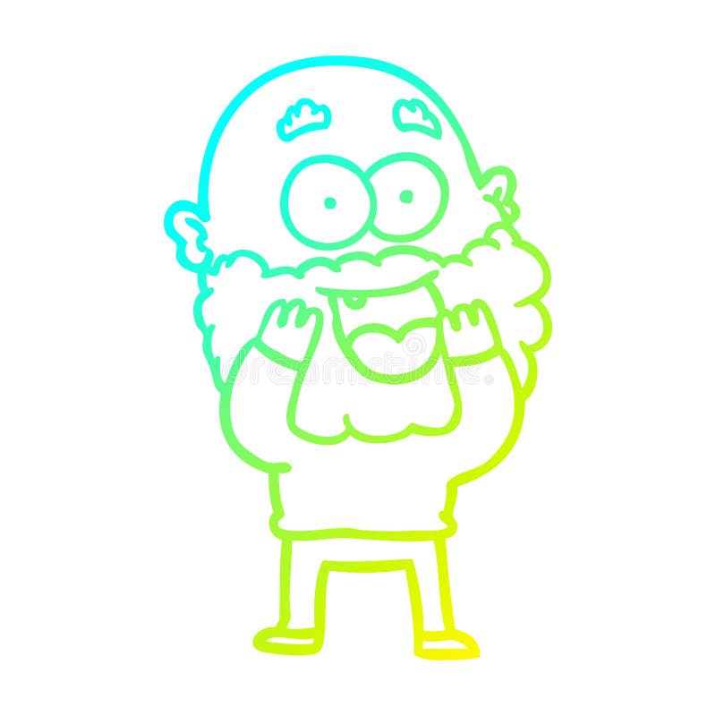 A Creative Cold Gradient Line Drawing Cartoon Crazy Happy Man with ...