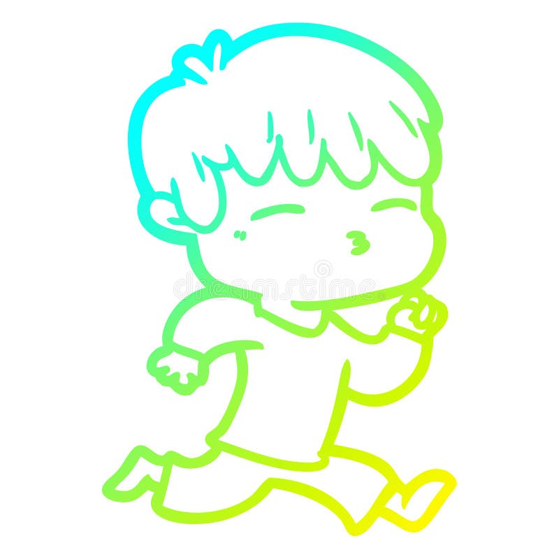 A Creative Cold Gradient Line Drawing Cartoon Curious Boy Stock Vector ...