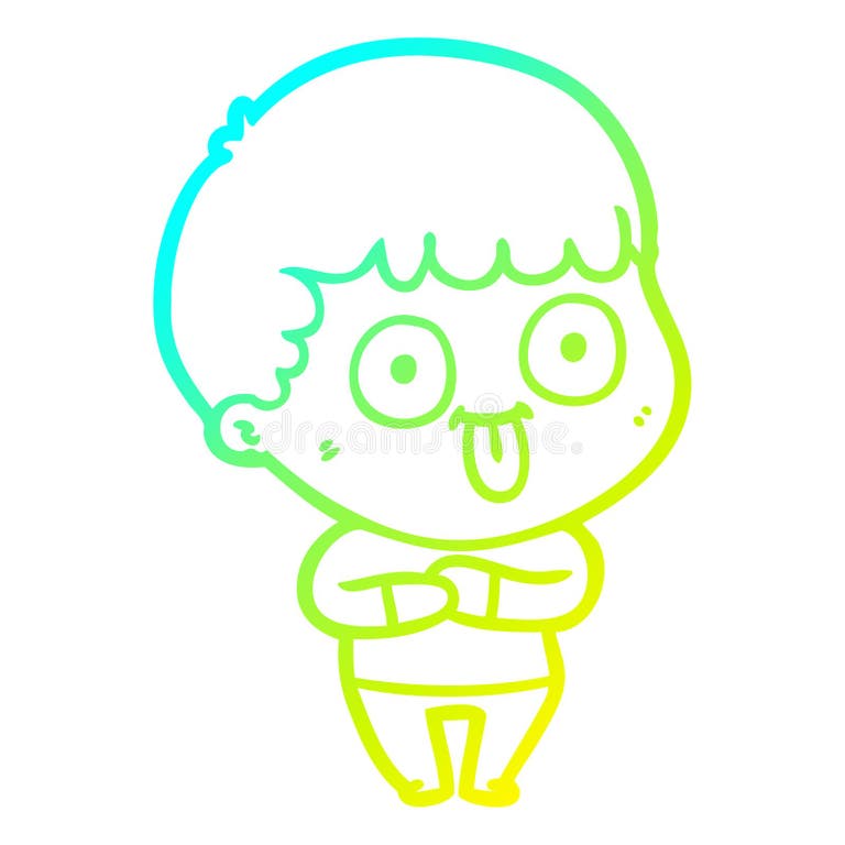 A Creative Cold Gradient Line Drawing Cartoon Dumb Kid Stock Vector ...