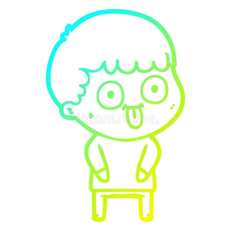 A Creative Cold Gradient Line Drawing Cartoon Dumb Kid Stock Vector ...