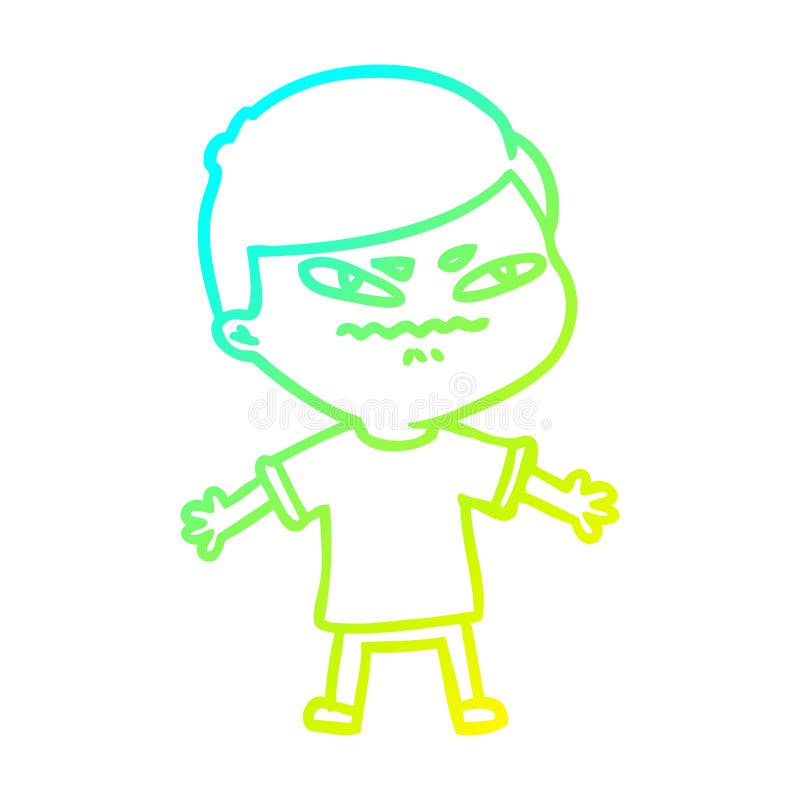 A Creative Cold Gradient Line Drawing Cartoon Exasperated Man Stock ...