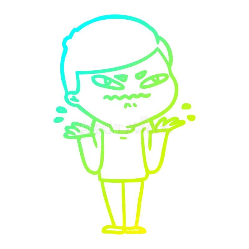 A Creative Cold Gradient Line Drawing Cartoon Exasperated Man Stock ...