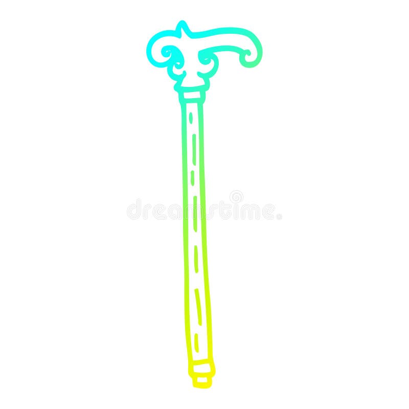 A Creative Cold Gradient Line Drawing Cartoon Fancy Walking Stick Stock ...