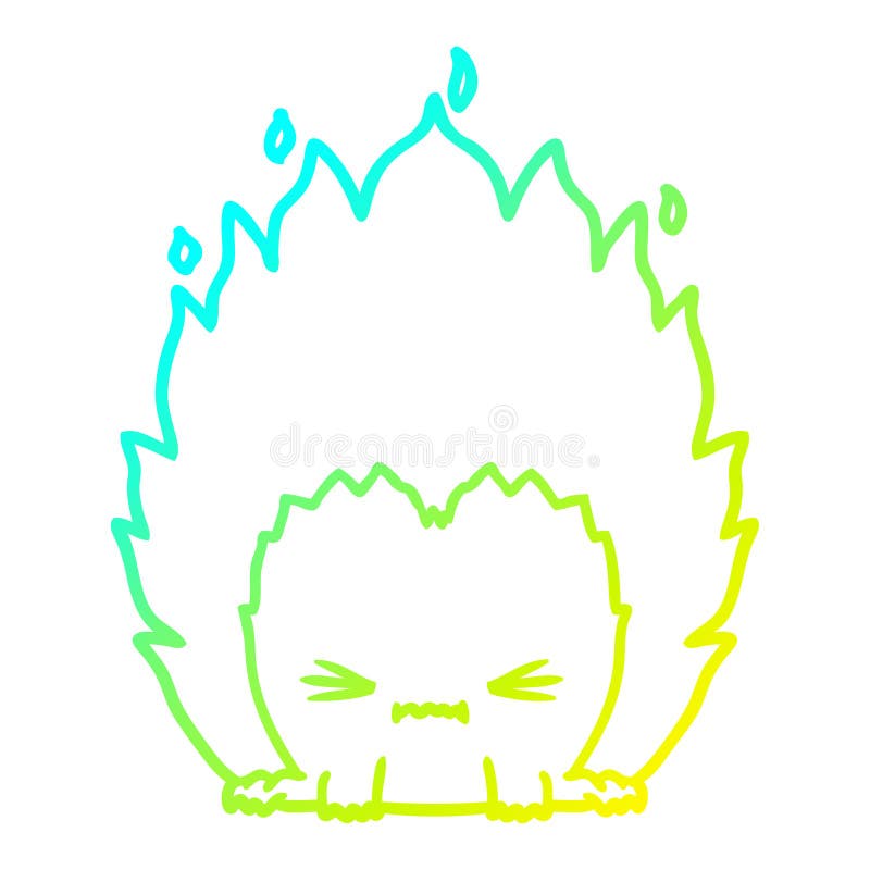 A Creative Cold Gradient Line Drawing Cartoon Fire Creature Stock ...