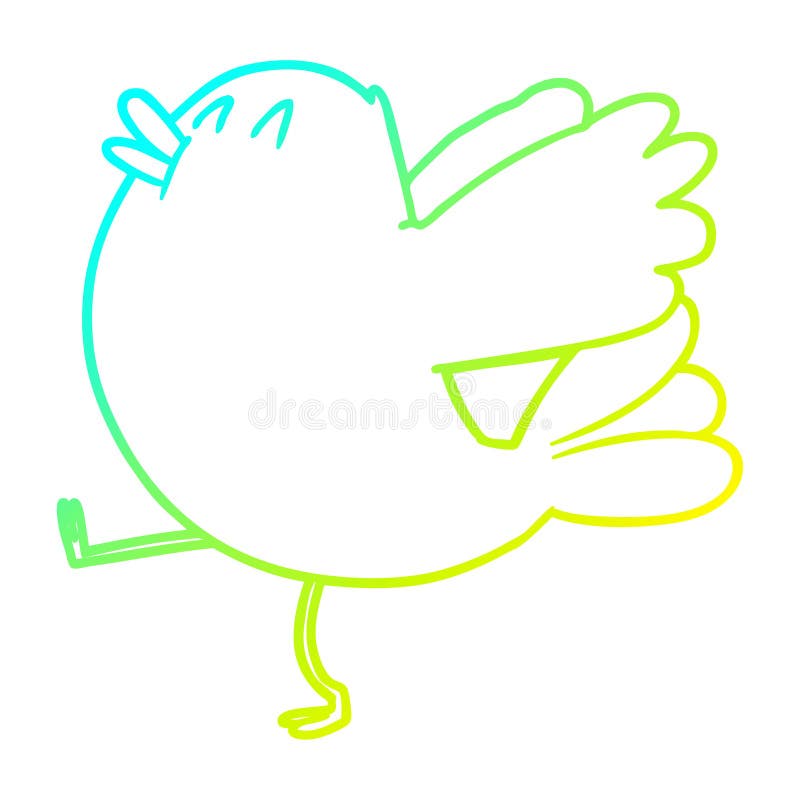 A Creative Cold Gradient Line Drawing Cartoon Flapping Bird Stock ...