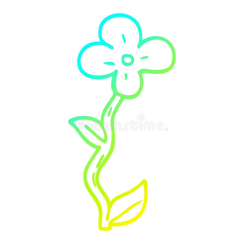 A Creative Cold Gradient Line Drawing Cartoon Flower Pot Stock Vector ...