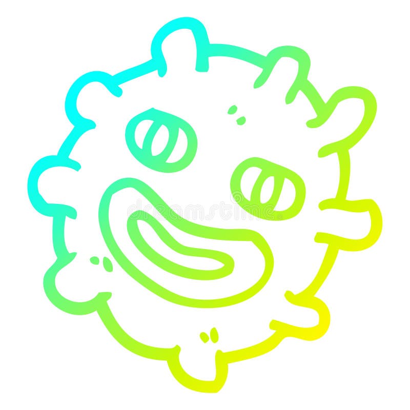 A Creative Cold Gradient Line Drawing Cartoon Funny Germ Stock Vector ...