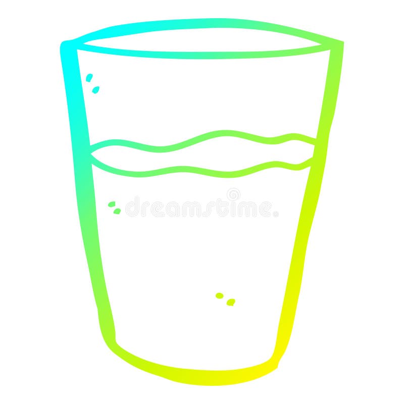 A Creative Cold Gradient Line Drawing Cartoon Glass of Water Stock ...