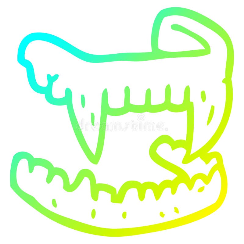 A Creative Cold Gradient Line Drawing Cartoon Halloween Fangs Stock ...
