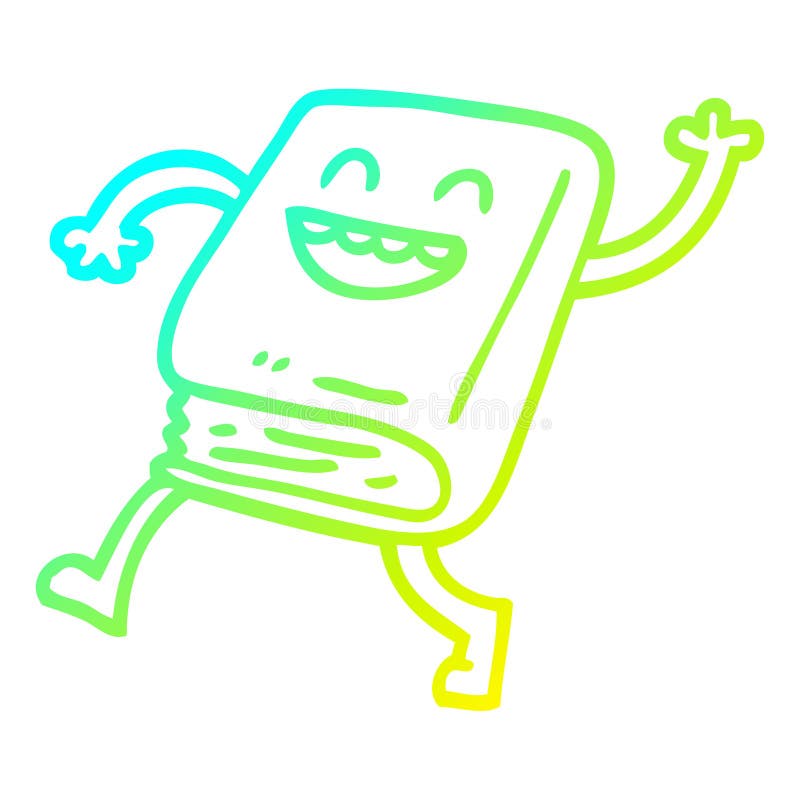 A Creative Cold Gradient Line Drawing Cartoon Happy Book Waving Stock ...
