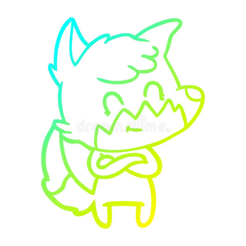 A Creative Cold Gradient Line Drawing Cartoon Happy Fox Stock Vector ...