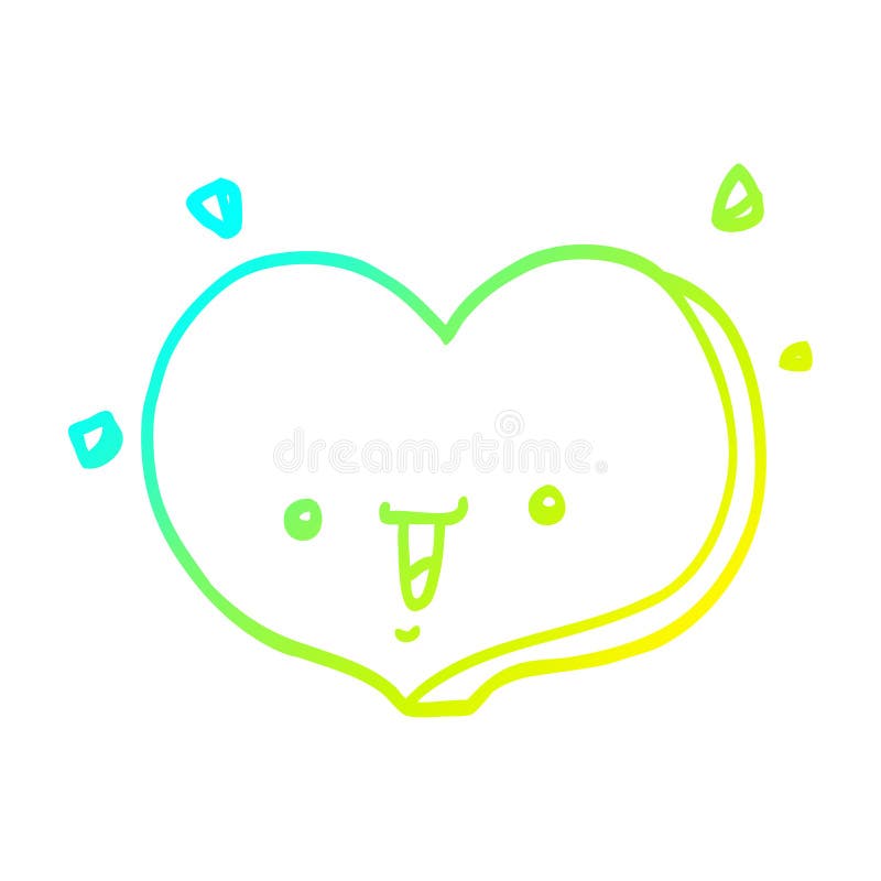 A Creative Cold Gradient Line Drawing Cartoon Happy Love Heart Stock ...