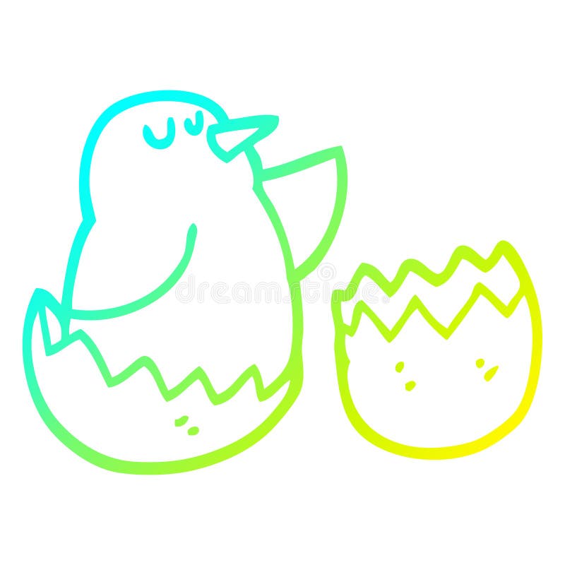 A Creative Cold Gradient Line Drawing Cartoon Hatching Bird Stock ...