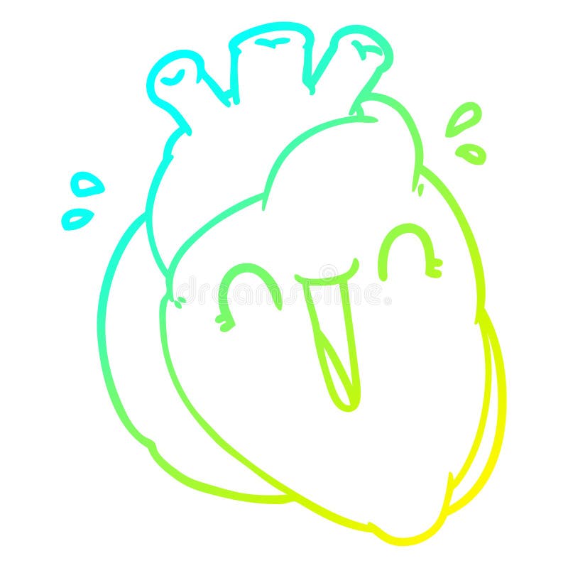 A Creative Cold Gradient Line Drawing Cartoon Heart Laughing Stock ...