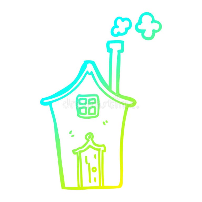 A Creative Cold Gradient Line Drawing Cartoon House Stock Vector ...