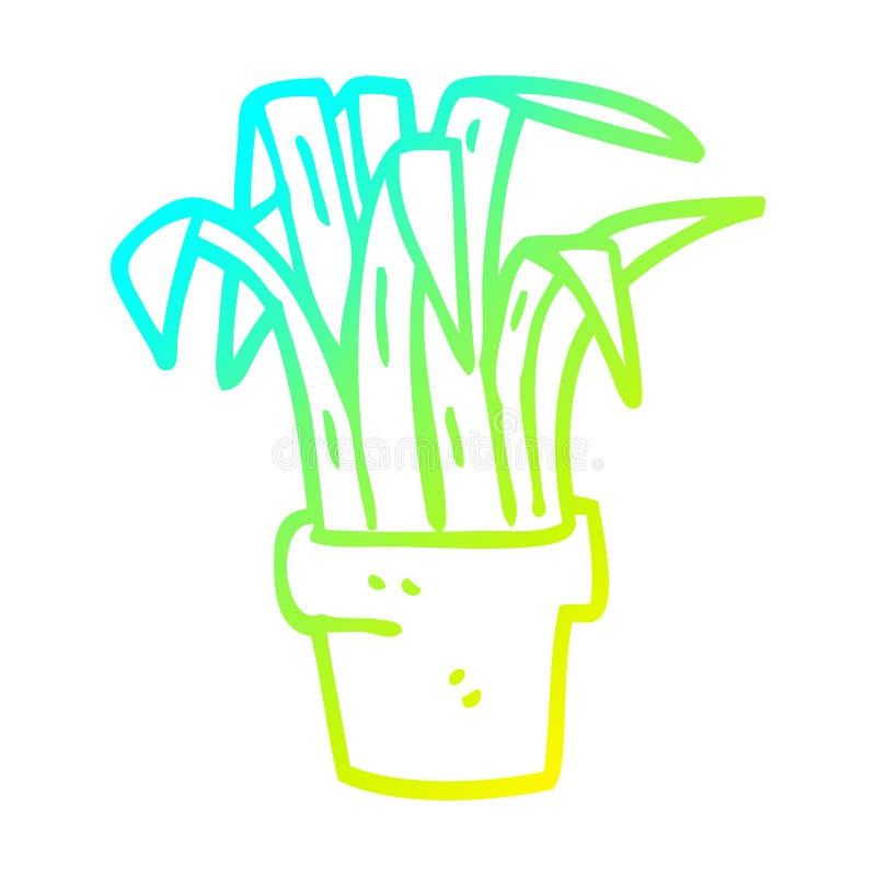 Indoor Plant Cartoon Cold Line Gradient Spectrum Doodle Drawing Simple ...