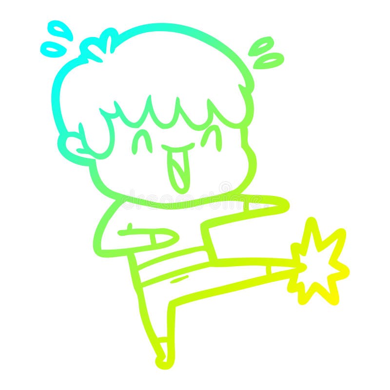 A Creative Cold Gradient Line Drawing Cartoon Laughing Boy Stock Vector ...