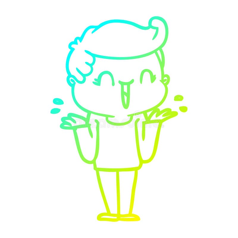 A Creative Cold Gradient Line Drawing Cartoon Laughing Boy Stock Vector ...